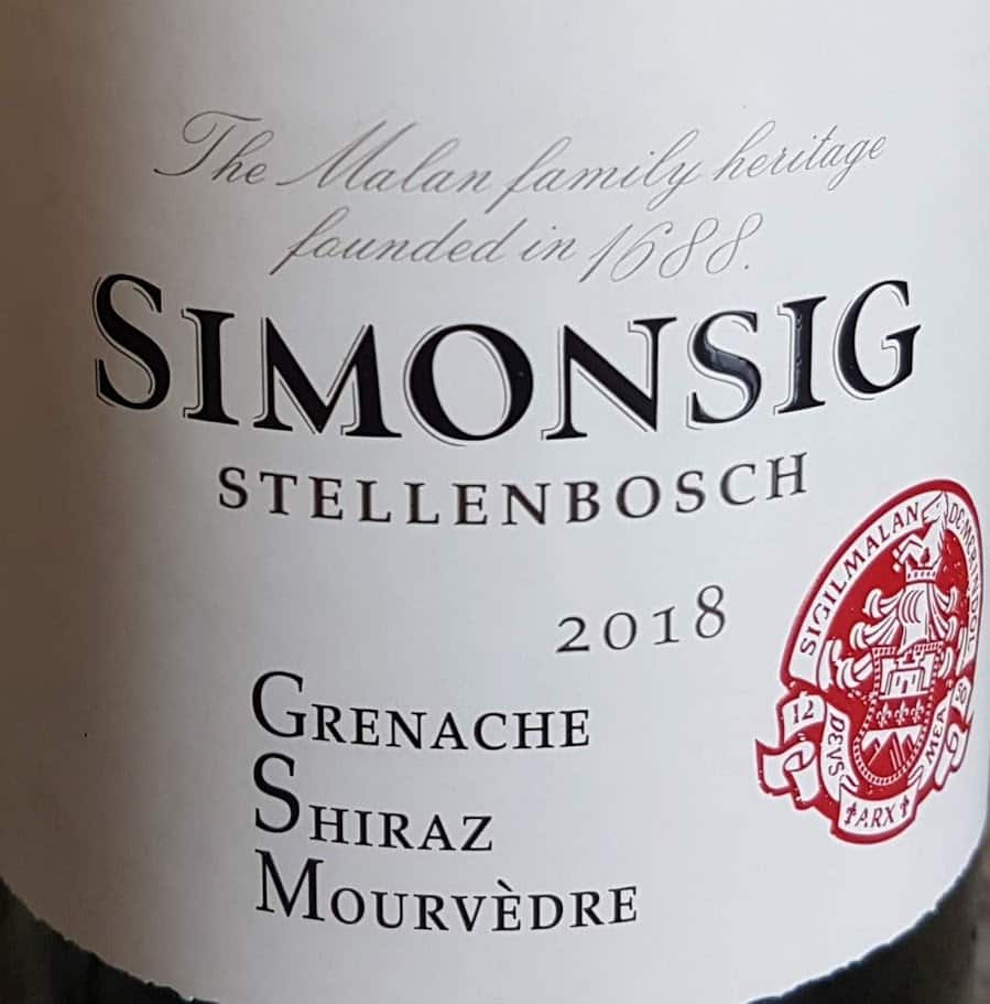 Simonsig Grenache Syrah Mourvèdre 2018 - winemag
